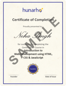 Introduction To Web Development Using HTML CSS & JavaScript - Hunarho